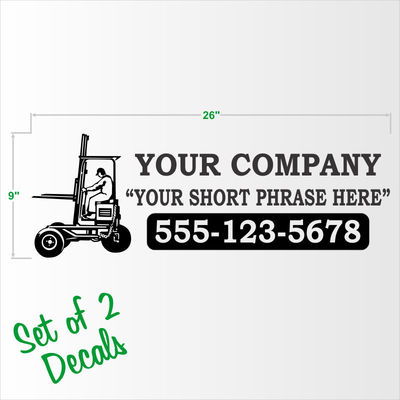 TWO Forklift Operator 26x9" Fork-Lift Decals Stickers Graphics Custom ...