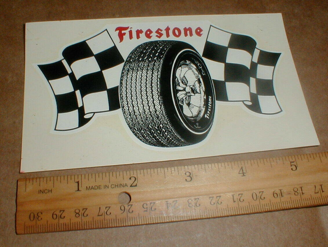 Vtg Firestone hot rod tires drag Racing Water slide decal Checkered ...