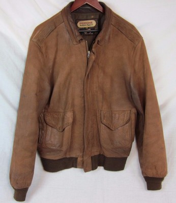 Men's Perrone Aviation Apparel Bomber Leather Jacket Brown Medium-USA ...