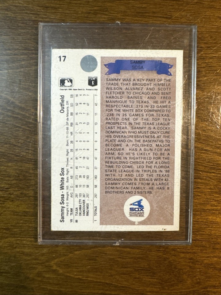 1990 Upper Deck - Sammy Sosa #17 (RC) Error Card wrong DOB | eBay