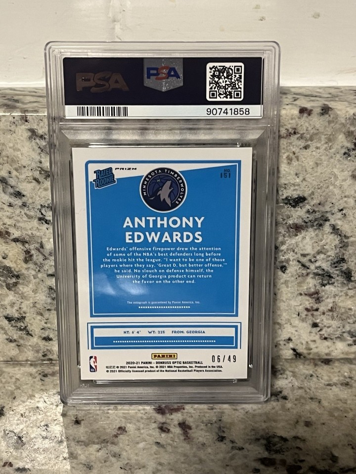 2020 PANINI DONRUSS OPTIC ROOKIE ON CARD AUTO-BLUE #151 ANTHONY EDWARDS ...
