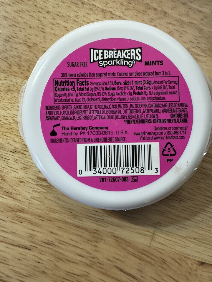 Ice Breakers 4 Pack Sparkling Raspberry Lemon Seltzer Sugar Free Mints ...