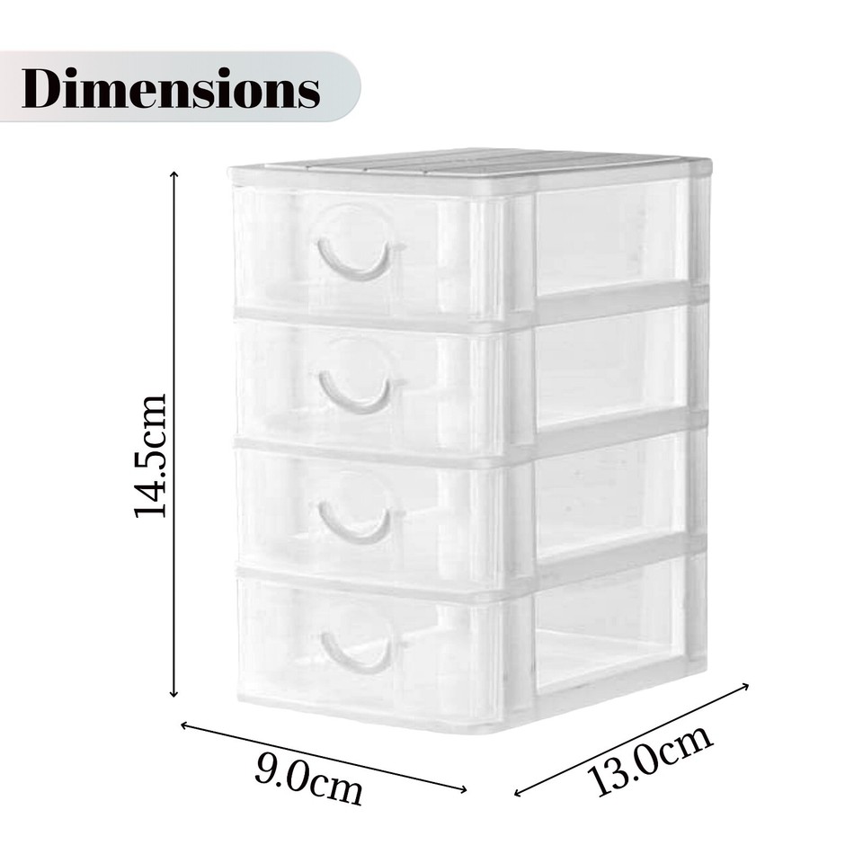 2 x 4 Tier Mini Storage Drawers Draw Tower Unit Office School Jewellery ...