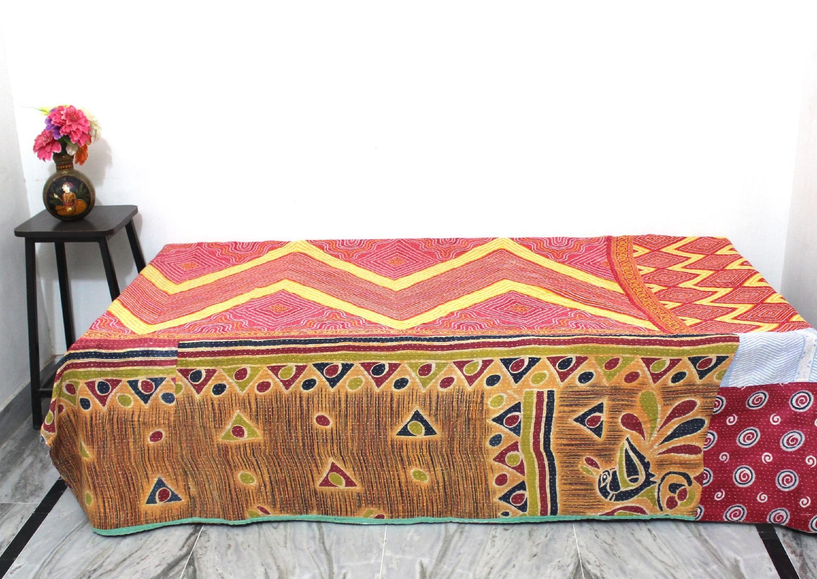 Vintage Quilt Indian Handmade Organic Cotton Authentic Bedding Throw | eBay