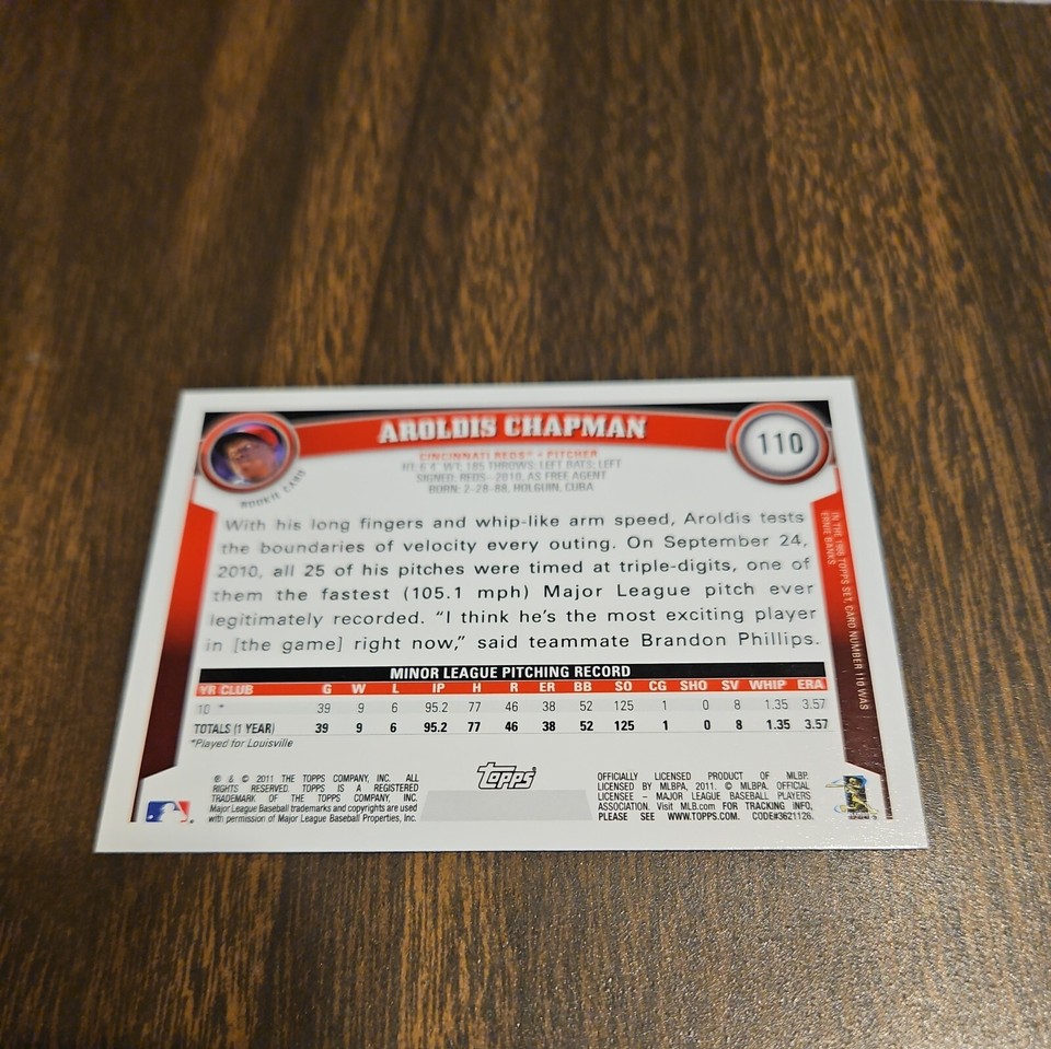 2011 Topps Aroldis Chapman Sparkle Variation SSP RC Cincinnati Reds | eBay