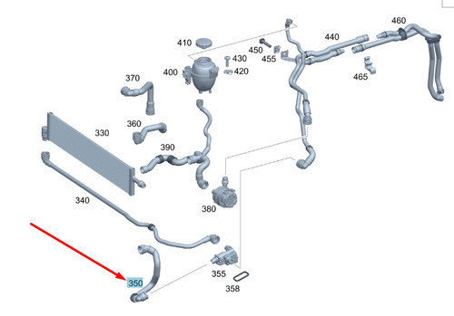 MERCEDES-BENZ C C205 Right Switchover Valve Coolant Hose A2055010702 ...
