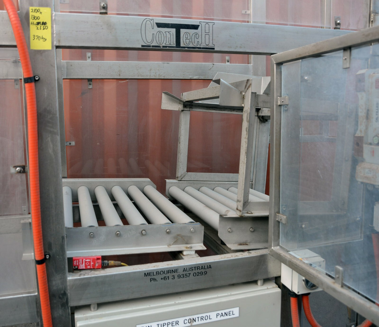 CRATE bin lifter tipper tipping unit CONTECH CONVEYOR MicroLogix PLC ...