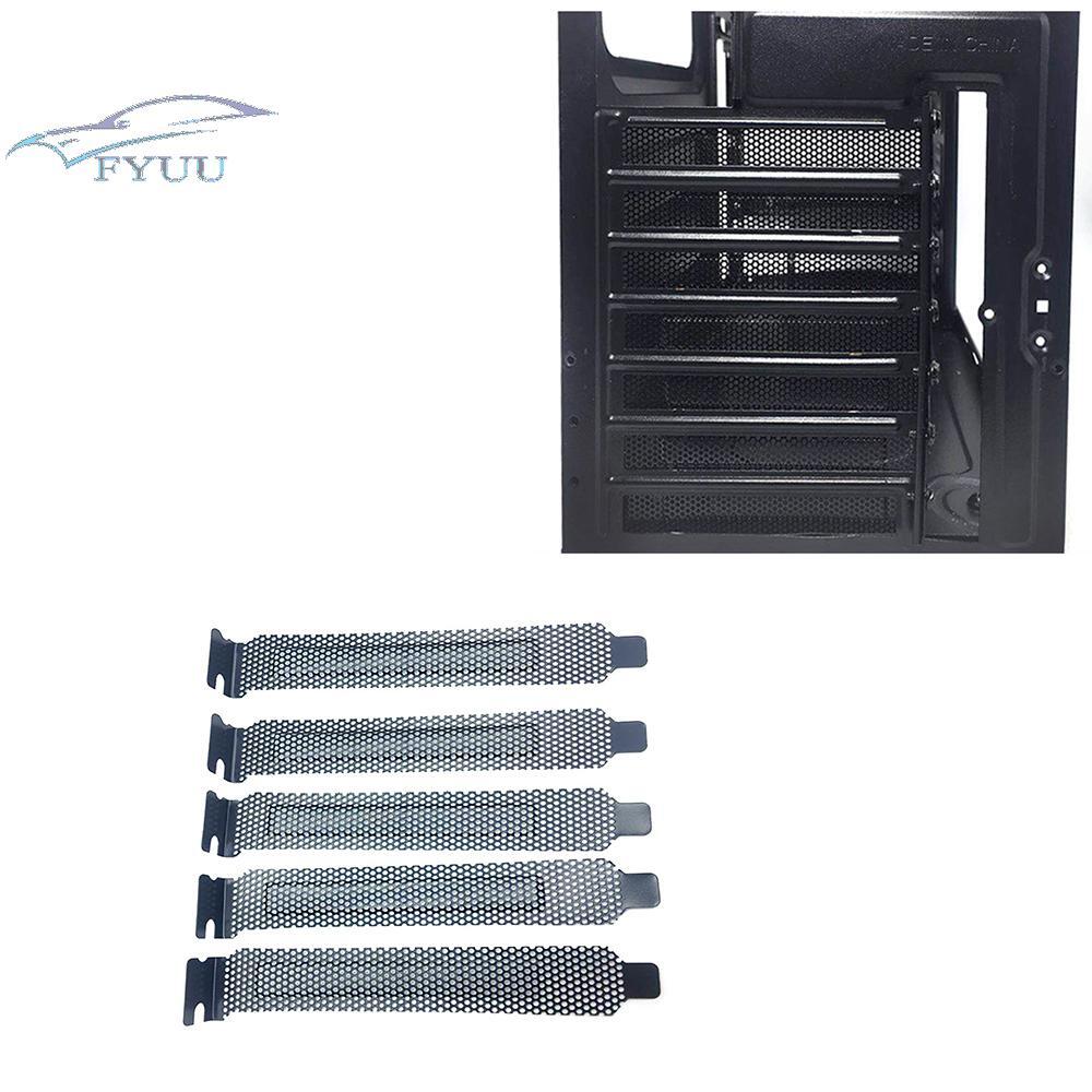 5x Black Mesh Hard Steel PCI Slot Covers Bracket Dust Filter Blanking ...