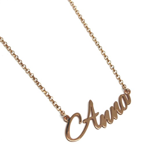 Collier Argent 925, Rose, Nom Anna, Chaîne Rolo, Disponible Tous Noms ...