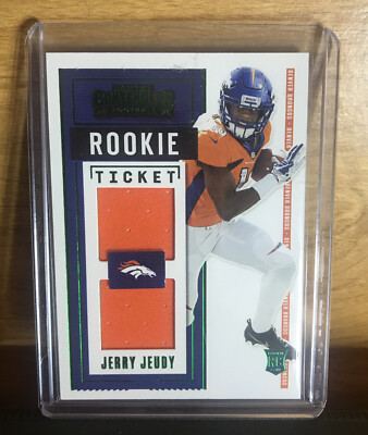 🔥2020 Contenders-Jerry Jeudy-Green Foil-Rookie Ticket Dual Patch Card ...