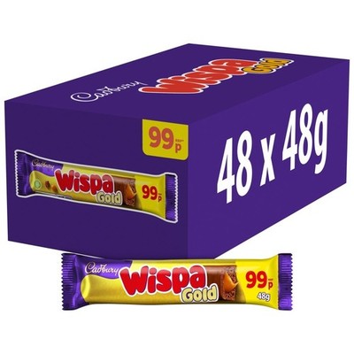 Cadbury Wispa Gold Chocolate Bars – Full Box of 48 x 48g – Caramel ...