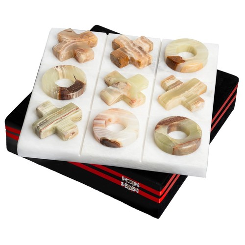 Luxury Marble Tic Tac Toe Game, Handcrafted 10" Onyx Board in Velvet ...