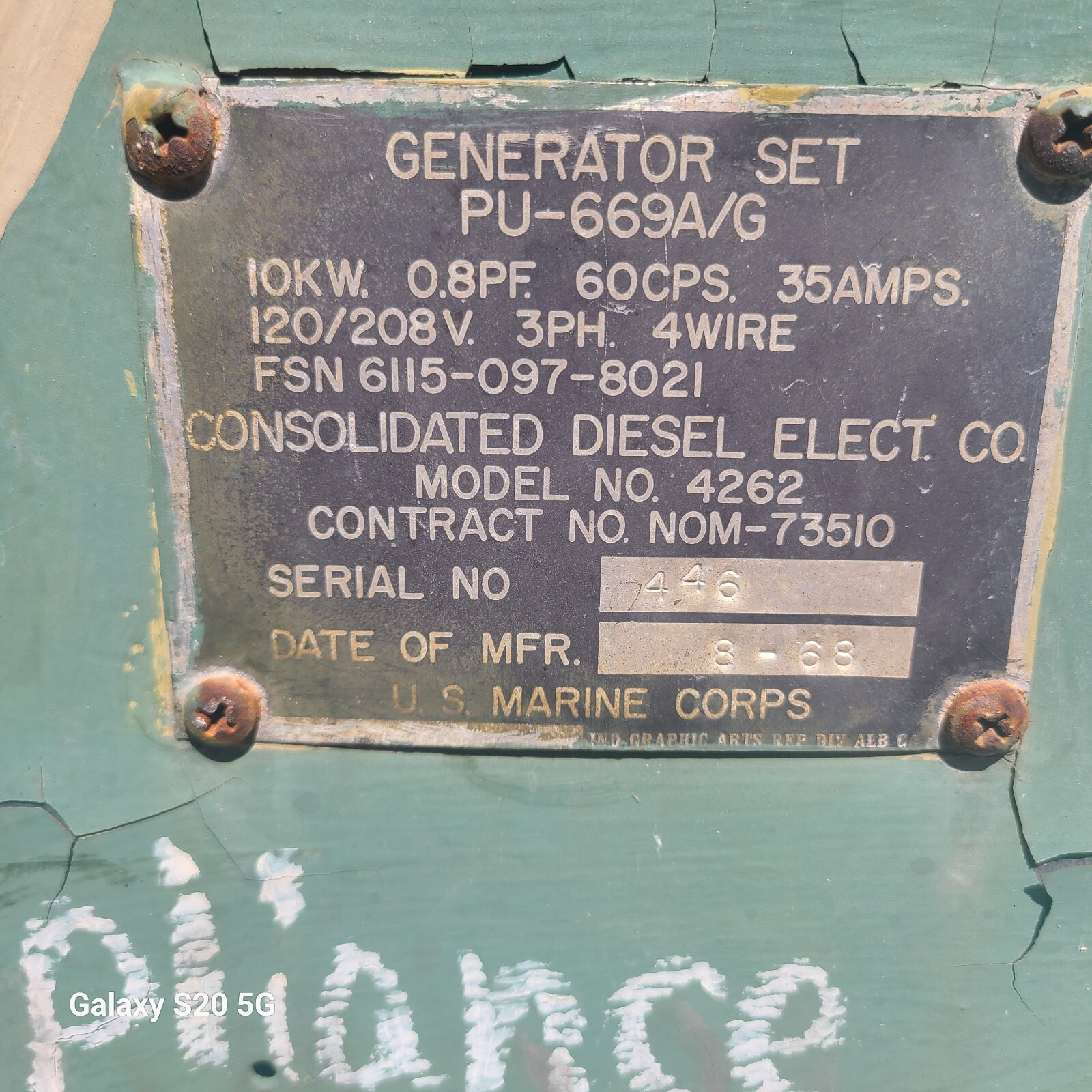 Consolidated Diesel Generator PU 669A/G Model 4262 | eBay