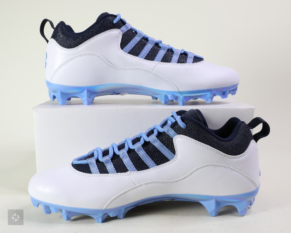 Nike Jordan Retro 10 Low Vapor Carbon UNC Tar Heels PE Football Cleats ...