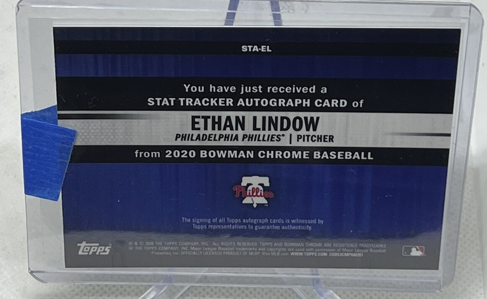 2020 Bowman Chrome Ethan Lindow Auto #/99 Refractor Rookie #STA-EL Stat ...