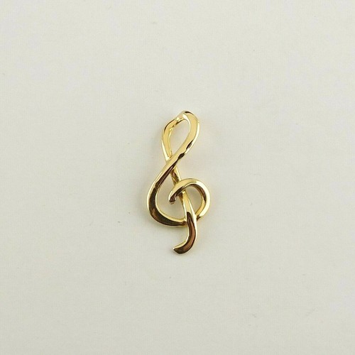 14K Yellow Gold Treble Clef Pendant - Gem