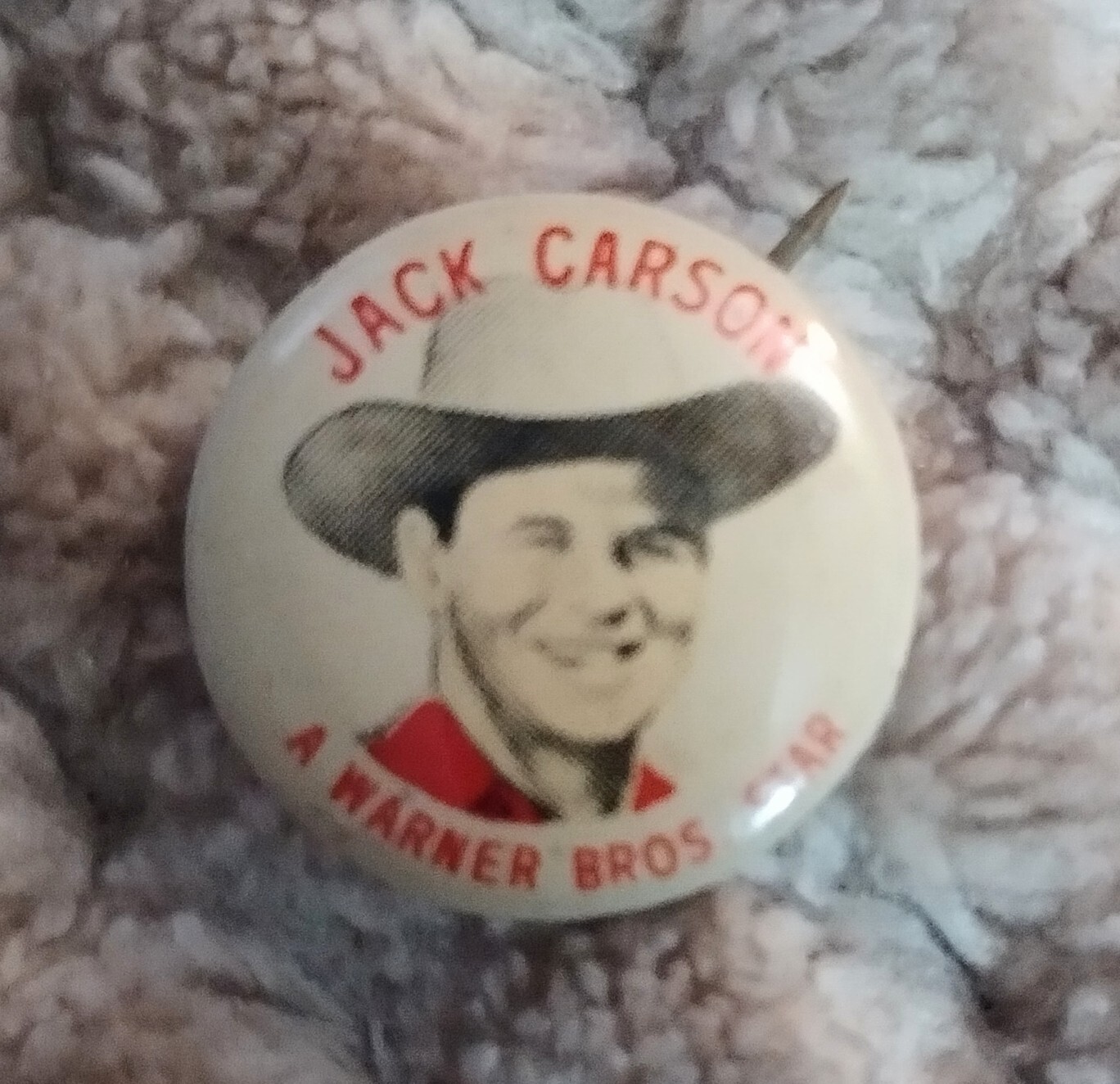 Vtg. "JACK CARSON, Warner Bros., Quaker Puffed Rice Shot From Guns" Pin ...