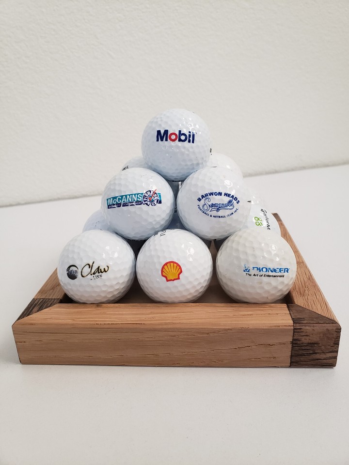 Small Wooden Golf Ball Pyramid Stacker for 14 Golf Balls (Balls not ...