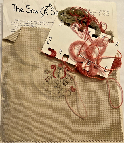Crewel Embroidery Kit Jacobean Design Linen Appleton Wool Threads 8" x ...