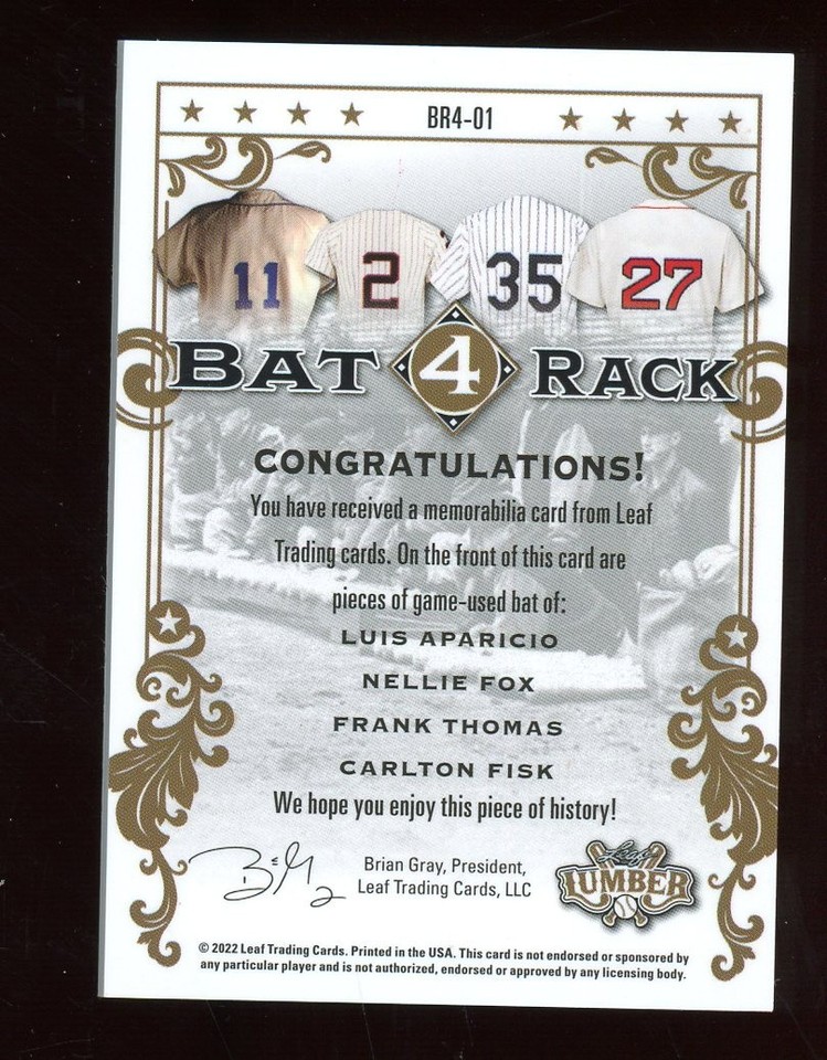 2022 Leaf Lumber Frank Thomas Fisk Fox Aparicio Bat Rack 6/6 | eBay