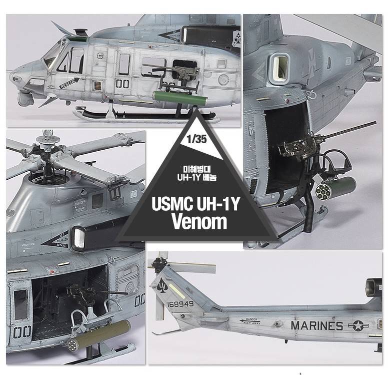 Academy 1/35 USMC UH-1Y Venom US Marine Helicoptor Huey Plastic model ...