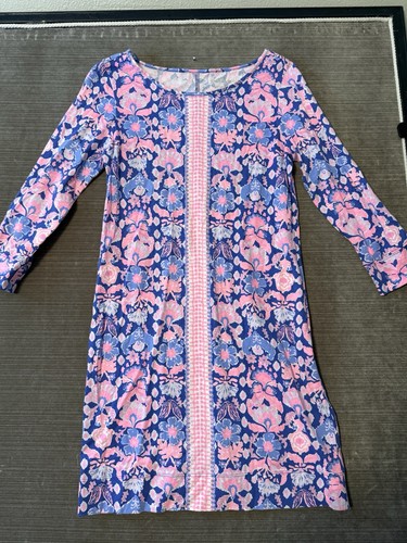 Lilly Pulitzer Marlowe Iris Blue Werk It T Shirt Dress Pima Floral ...
