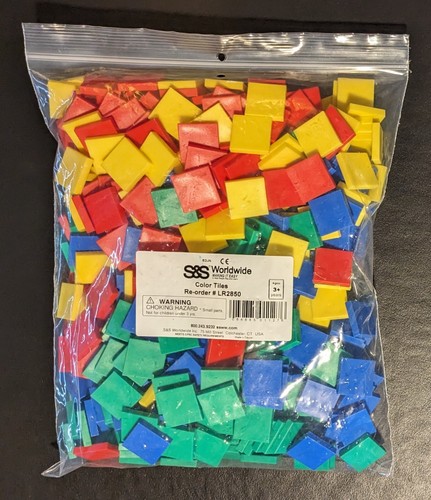 Square Color Tiles Math Manipulative for Kids Set of 400 - 4 Colors New ...