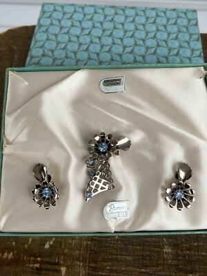 ANTHONY ORIGINAL Jewelry Set Original Box Brooch Screw Back Earrings ...
