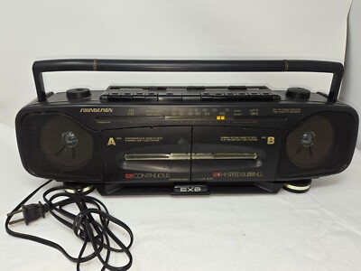SOUNDESIGN DOUBLE CASSETTE PLAYER RECORDER AM-FM MODEL 4749BLK BOOMBOX ...