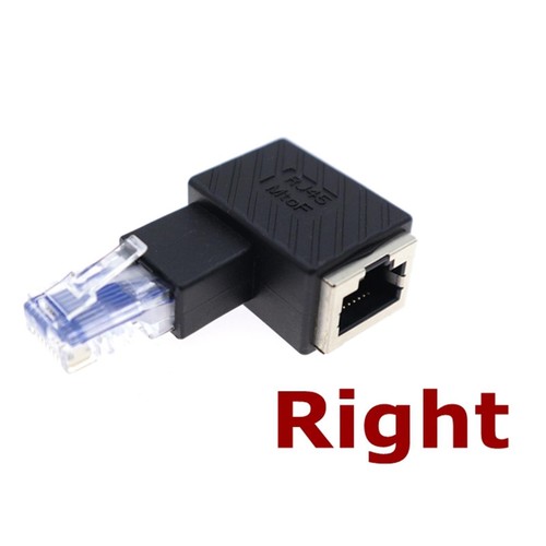 Right Angle RJ45 Cat 5e 6e Cat7 Male to Female Lan Ethernet Network ...