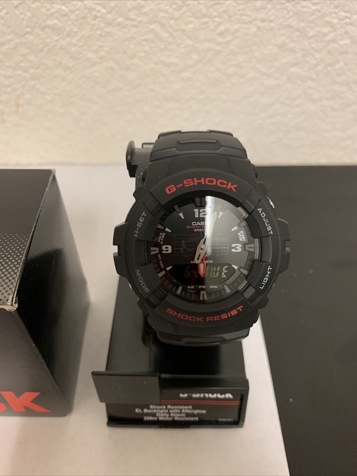 Casio G-Shock Analog-Digital Quartz 200m Black Resin Watch G100-1BV NEW ...