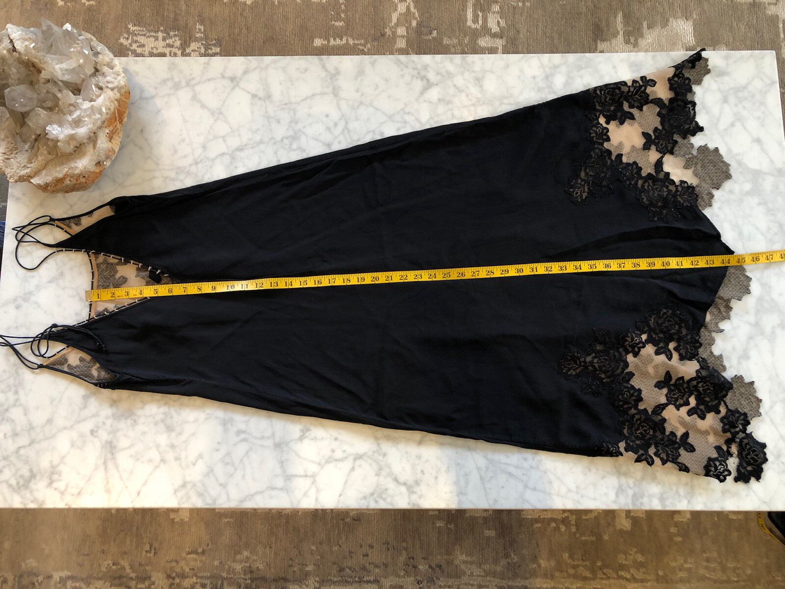 LA PERLA SEXY BLACK SILK SEMI SHEER LACE NEGLIGEE GOWN NIGHTGOWN Flaw ...