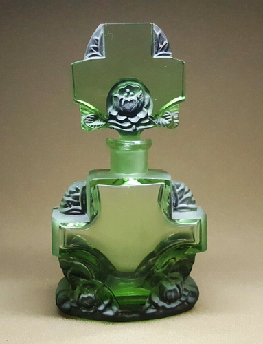 ART DECO "HOFFMANN / SCHLEVOGT", VASELINE GLASS PERFUME BOTTLE, 1927 | eBay Australia