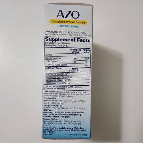 Azo Complete Feminine Balance Daily Probiotic 30 Once Daily Caps Exp ...