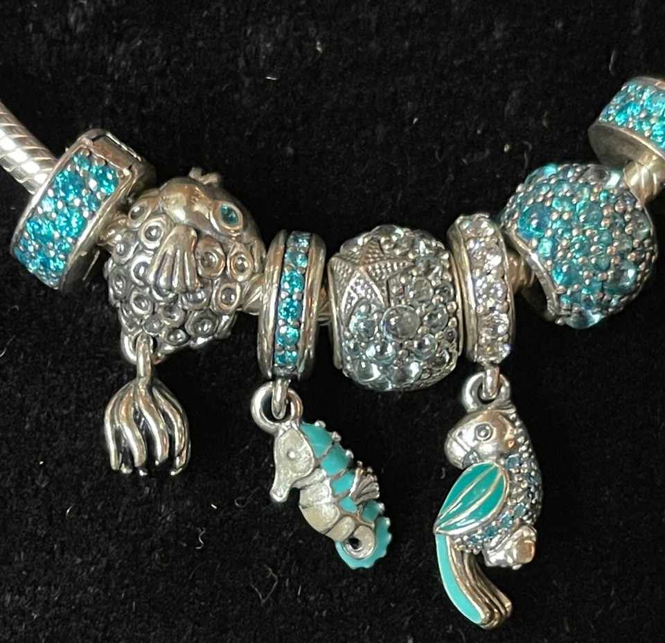 PANDORA 925 Splish splash fish Paradise Parrot Vacation charms ...