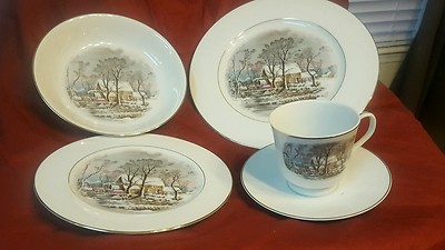 Avon Currier & Ives 5 piece dishes | eBay
