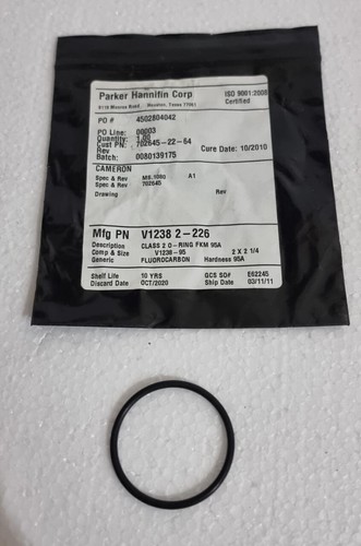 PARKER HANNIFIN CORP V1238 2-226 CLASS 2 O-RING FKM 95A LOT OF 3 PIECES ...
