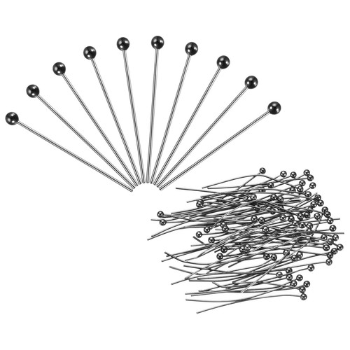 100Pcs Dark Gray Ball Head Pins 45mm Wire Head Pins Brass 24 Gauge ...