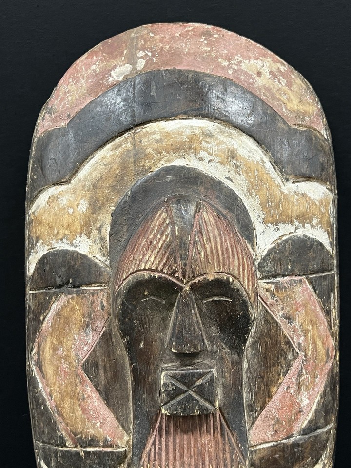 African Tribal Art Carved Wood Songye Shield with Kifwebe Mask Congo | eBay
