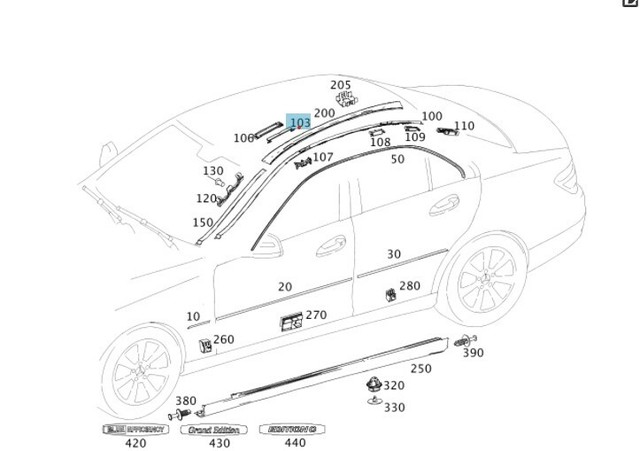 MERCEDES-BENZ C CLASS W205 ROOF RACK MOUNTING COVER RIGHT A2046983530 ...