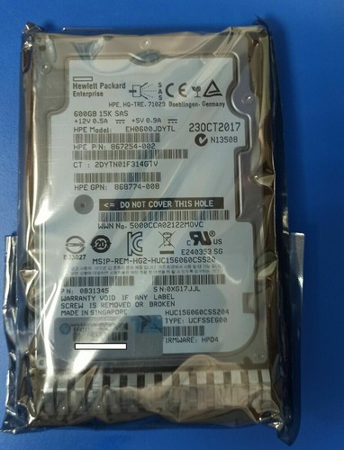 HP 870757-B21 870794-001 2.5" 600GB 12Gb/s SAS 15K SFF SC HDD Hard ...