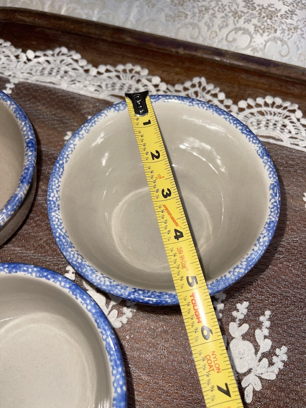 Pottery Loomco Blue Spongeware 3 -5” Bowls Floral Pattern HS china | eBay