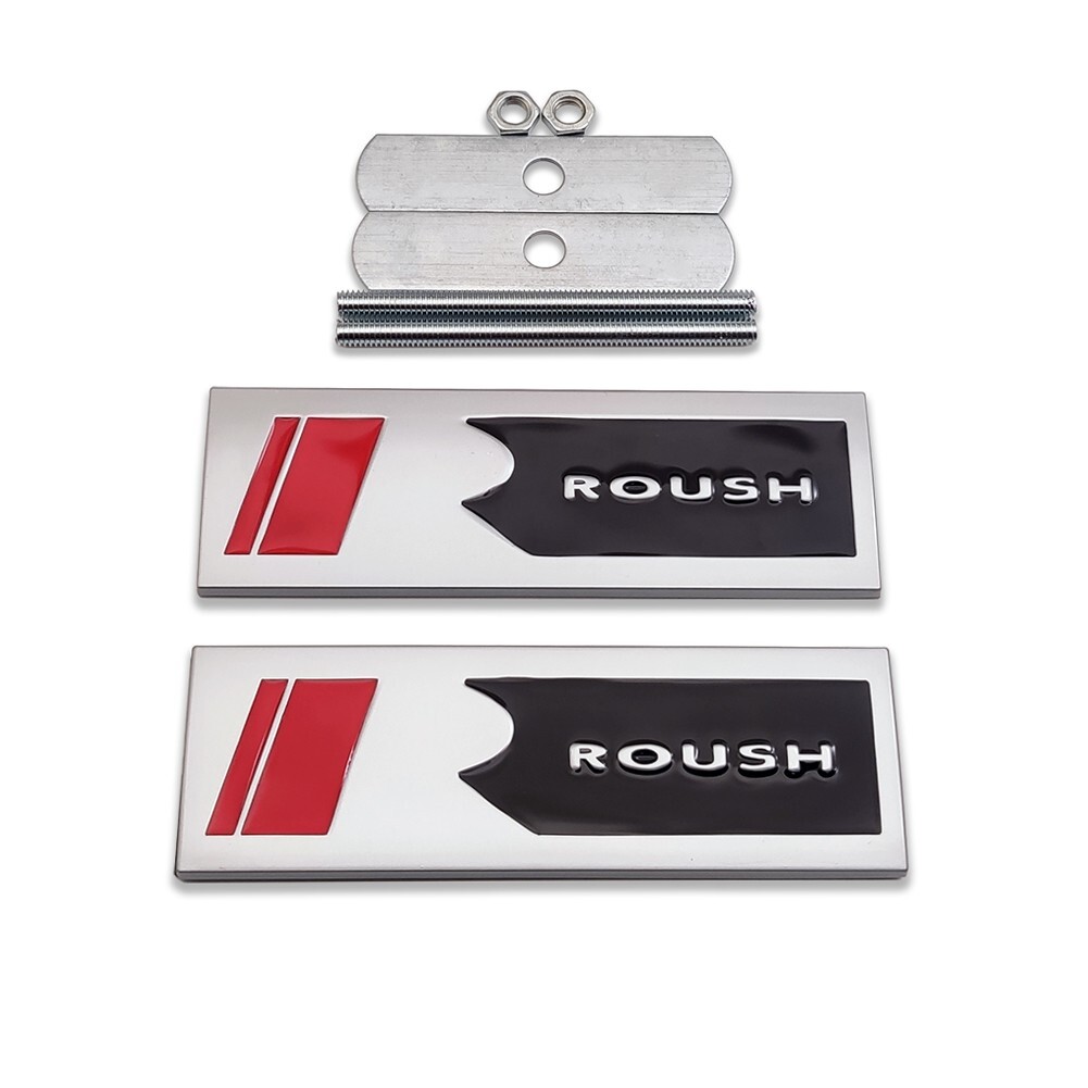 Metal Roush Logo Front Grille Emblem + Car Lid Bagde Sport Sticker ...