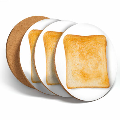 4 Set - Breakfast Toast Bread - Coasters Kitchen Drinks Coaster Gift ...