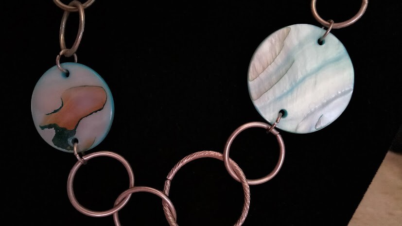 Silver Chain With Seashell Discs Pink Blue + Seashell Disc Hook ...