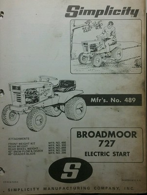 Simplicity 727 Broadmoor Garden Tractor, Snow Blower, Tiller, Mower (4 ...