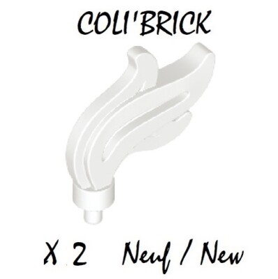 Lego 64647 - 2x Plume Casque Minifig Headgear Flame Water - Blanc ...