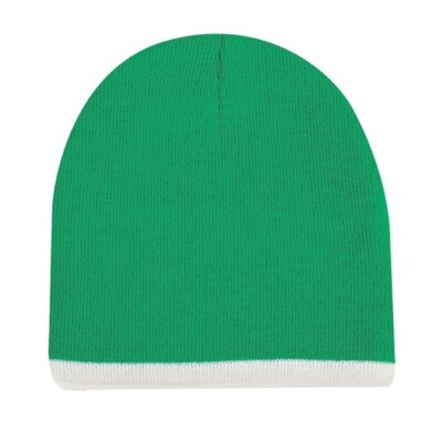 KC Caps Unisex Tipped 1730 OSFM Green White Knit Beanie Stocking Cap ...