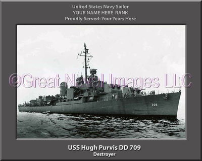 USS Hugh Purvis DD 709 Personalized Canvas Ship Photo Print Navy ...