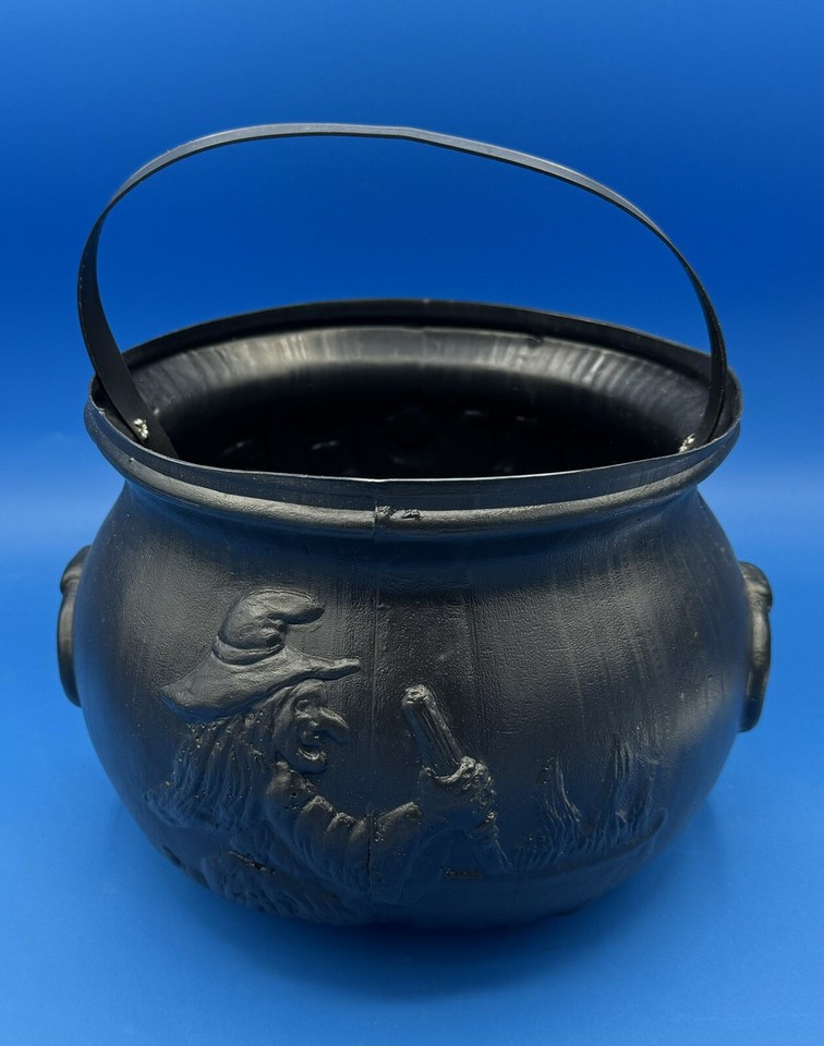 Vintage 1980’s Black Halloween Witches Brew Cauldron Blow Mold Candy ...